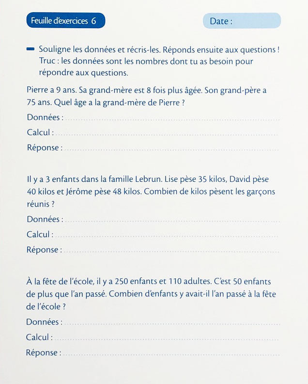 8-9 ans - Exercices Problèmes de maths - 4ème - 5ème harmos